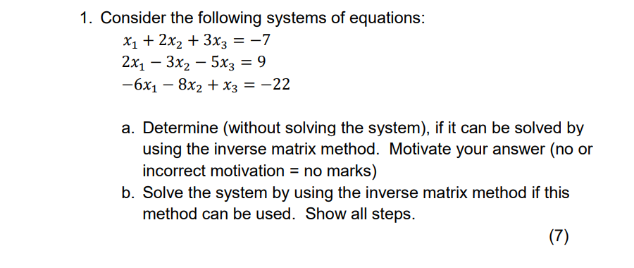 Solved Consider the following systems of equations: \\[ | Chegg.com