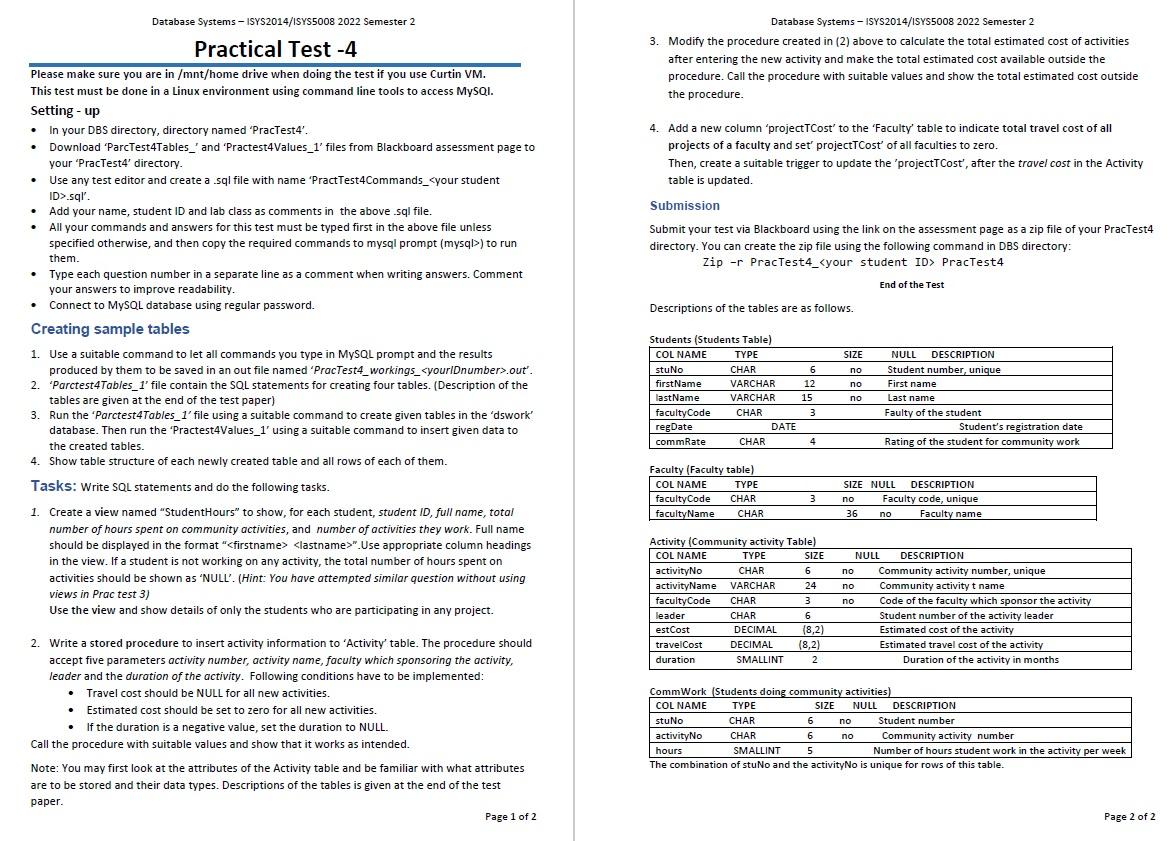 Solved please help using mysql for commands below are the | Chegg.com