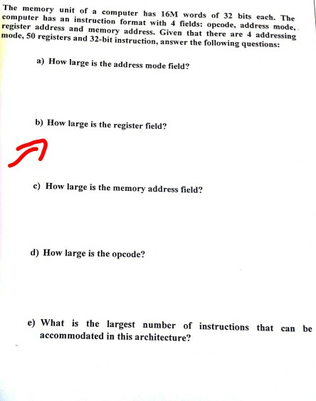 Solved The memory unit of a compute has 16M words of 32 bits | Chegg.com
