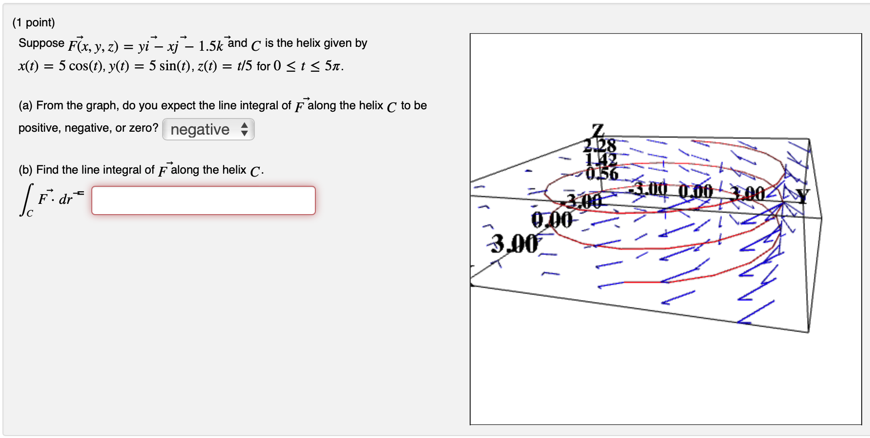 Solved Suppose F(x,y,z)=yi−−xj−1.5k and C is the helix given | Chegg.com