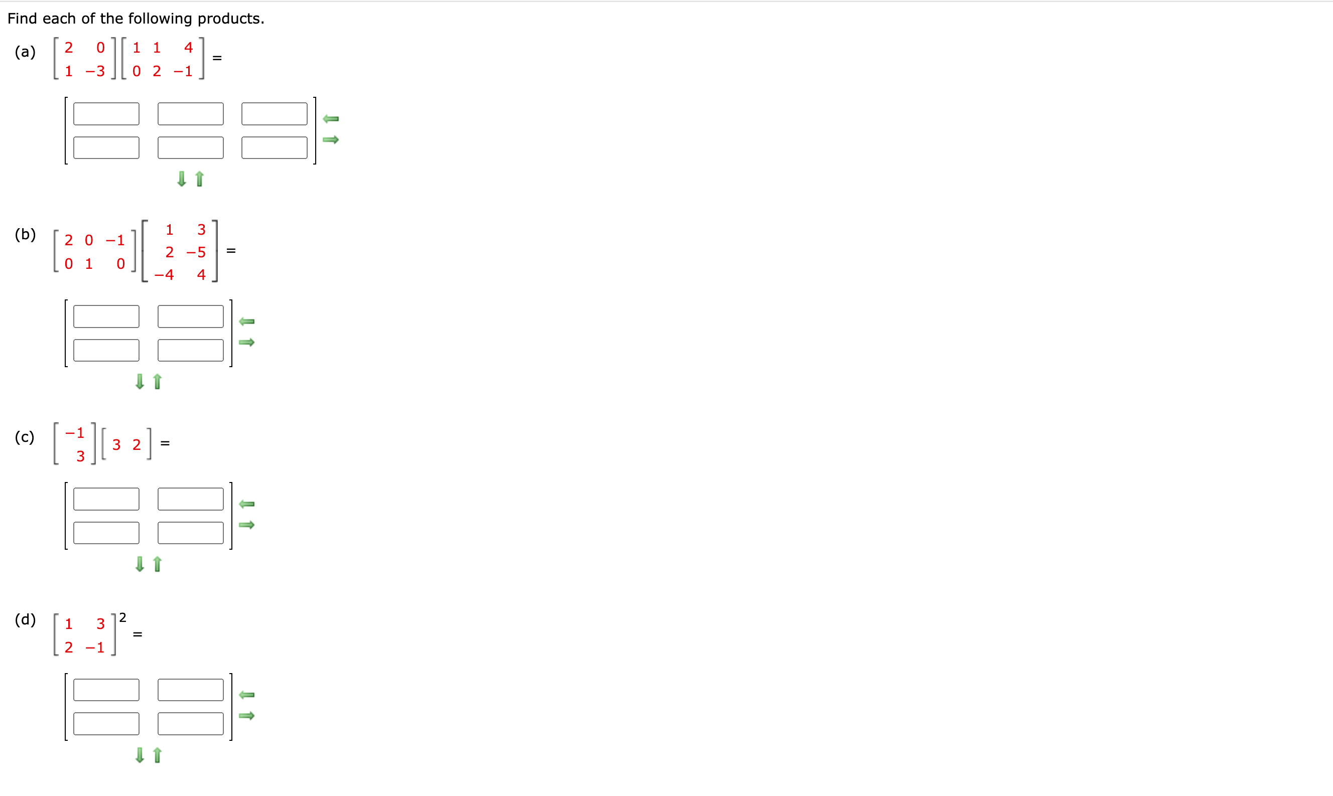 Solved Find each of the following products. (a) | Chegg.com