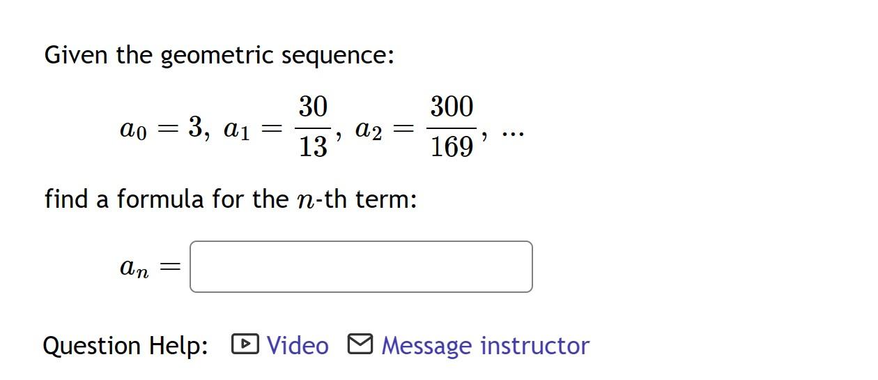 Solved Given the geometric sequence: | Chegg.com