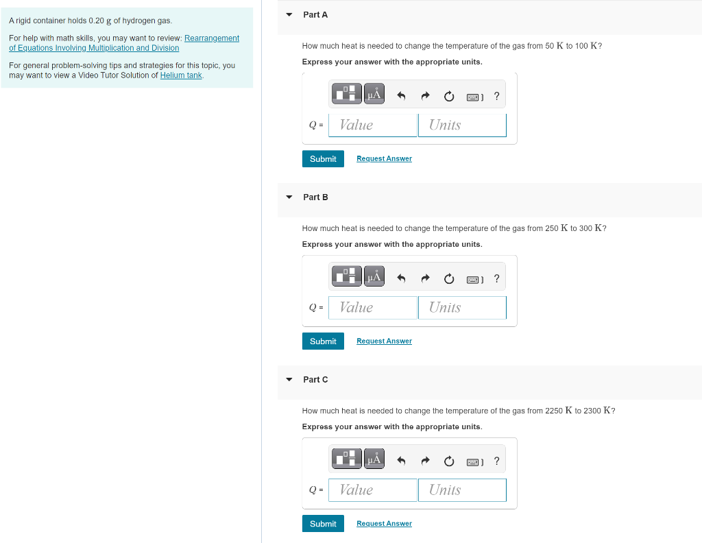 Solved A rigid container holds 0.20 g of hydrogen gas. For | Chegg.com