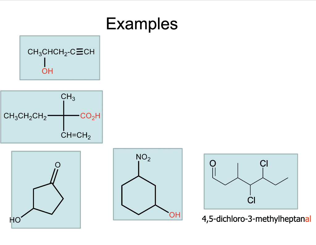 Solved Examples CH3CHCH2-CECH 1 OH CH3 CH3CH2CH2 + -CO2H | Chegg.com