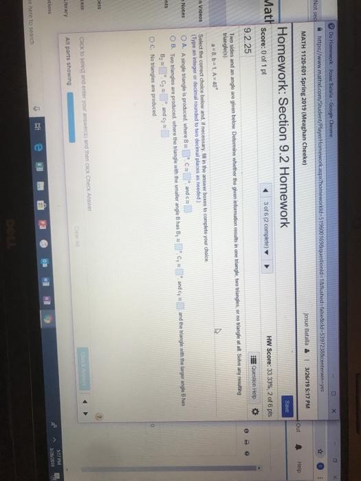 Solved MATH 1120-E01 Spring 2019 (Meaghan Cheeke) josue | Chegg.com