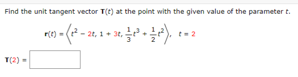 Solved Find the unit tangent vector T(t) at the point with | Chegg.com
