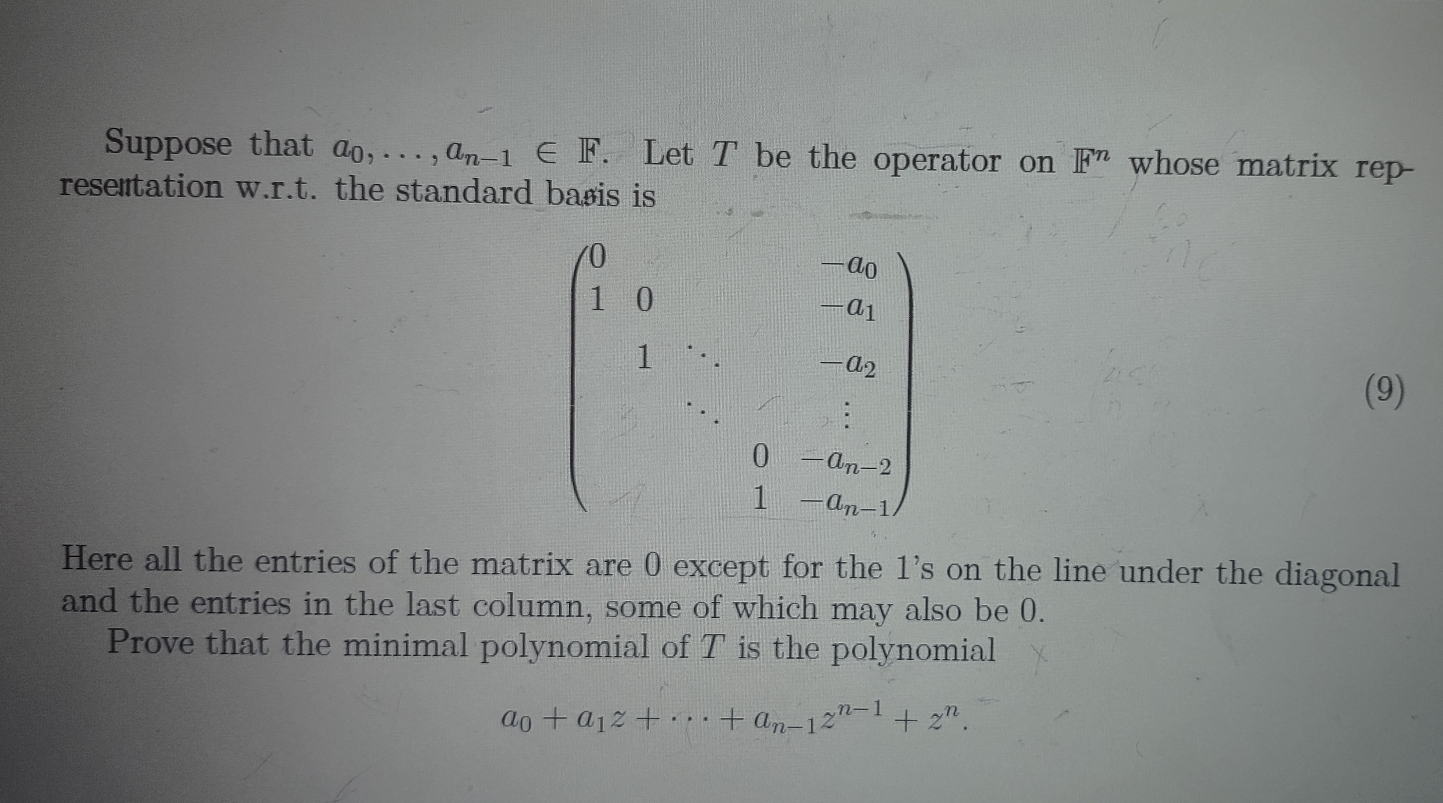 Solved Provide A Complete Proof That The Minimal Polynomial