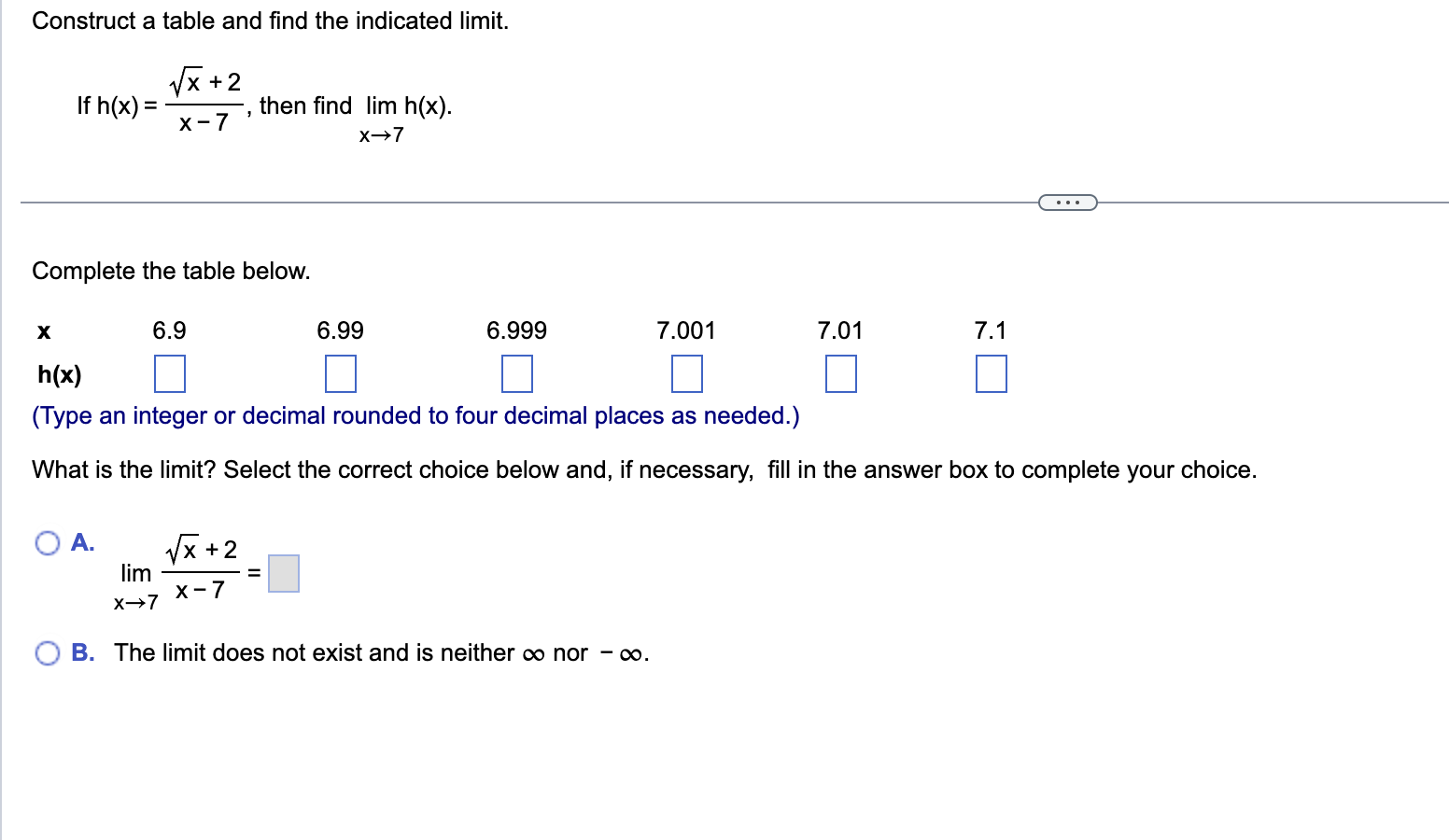 Solved Construct a table and find the indicated limit. If | Chegg.com