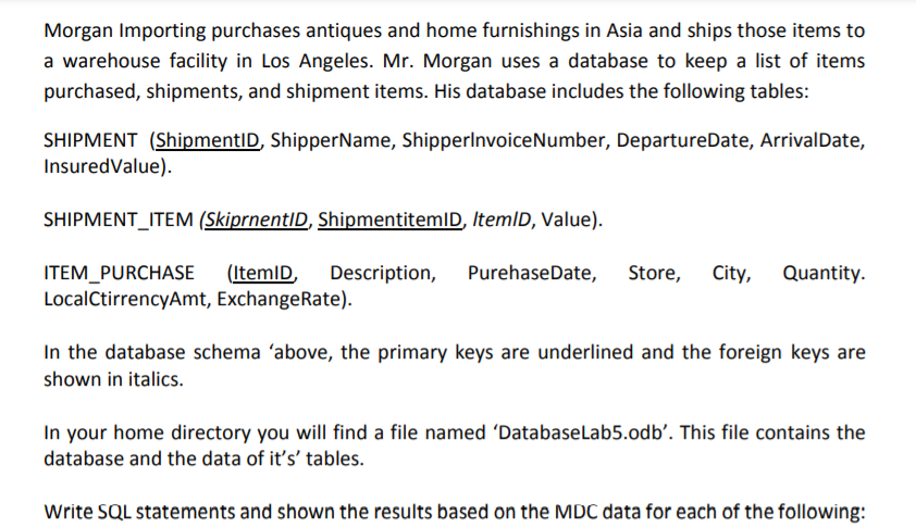 Solved Morgan Importing purchases antiques and home | Chegg.com