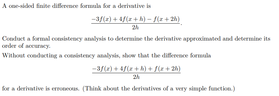 Solved A One Sided Finite Difference Formula For A