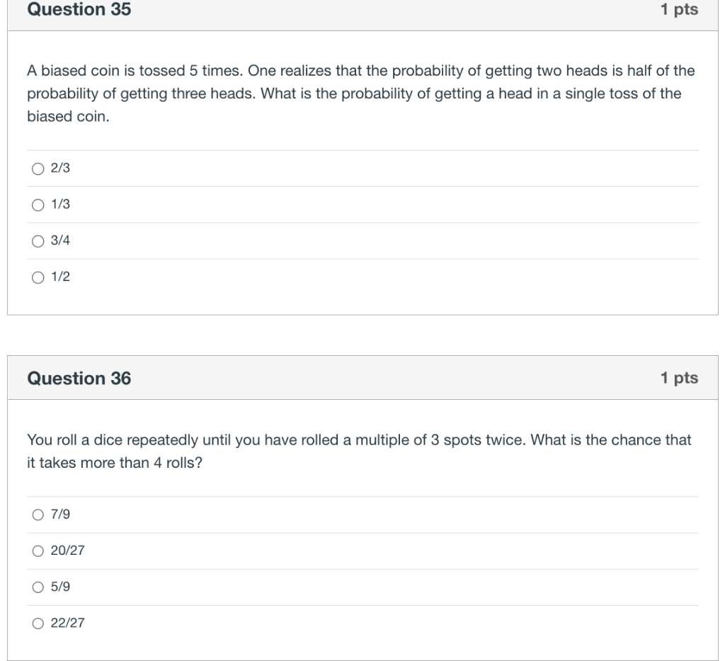 Solved A biased coin is tossed 5 times. One realizes that | Chegg.com