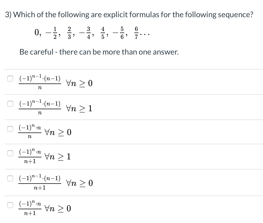 Solved Which of the following are explicit formulas for the | Chegg.com