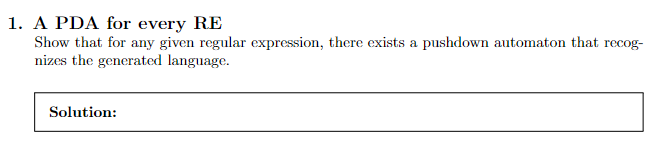 Solved A PDA for every RE Show that for any given regular | Chegg.com