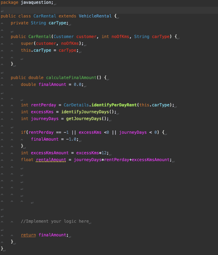 Solved package javaquestion; public class CarRental extends | Chegg.com