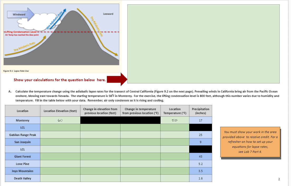 Solved Adiabatic Lapse Rates Lab9 Materials 3 Calculator J | Chegg.com