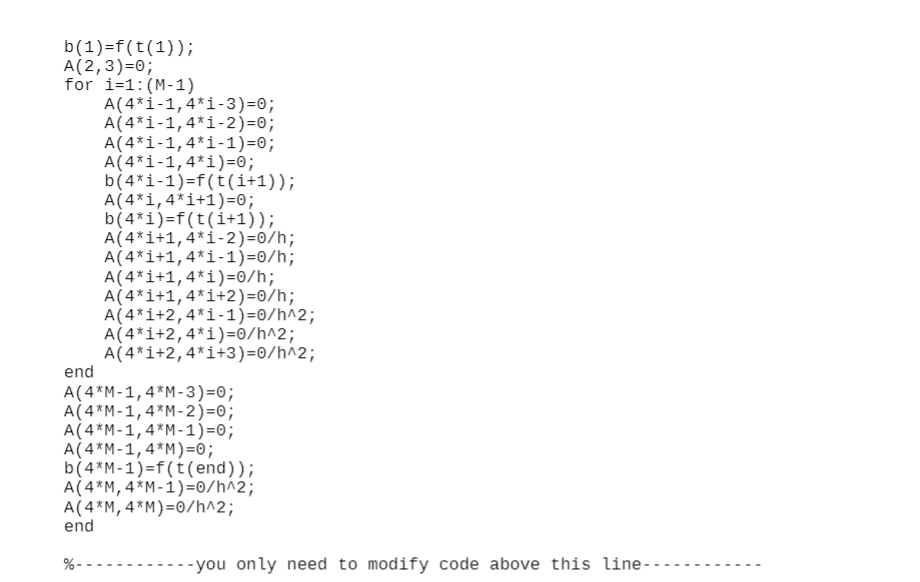 % Complete this program to find the cubic spline | Chegg.com