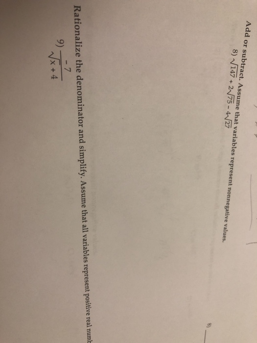 Solved Ad d or subtract. Assume that variables represent | Chegg.com