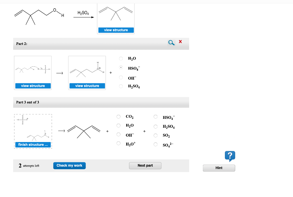 Solved H2SO4 view structure Part 2: Part 2: Q x H2O rati - - | Chegg.com
