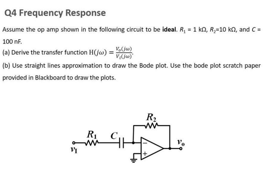 Solved Q4 ﻿Frequency ResponseAssume the op amp shown in the | Chegg.com