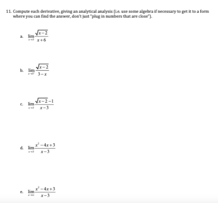 Solved 11. Compute each derivative, giving an analytical | Chegg.com
