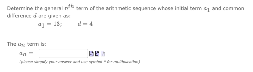 Solved Determine the general nth term of the arithmetic | Chegg.com