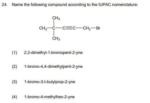 Solved 24. Name the following compound according to the | Chegg.com
