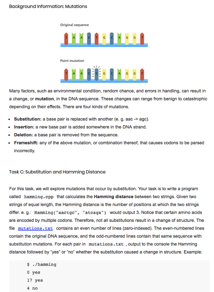 Solved Background Information: Mutations Original sequence | Chegg.com