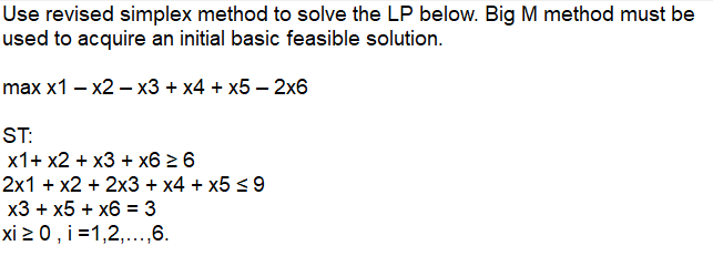 Solved Use revised simplex method to solve the LP below. Big | Chegg.com