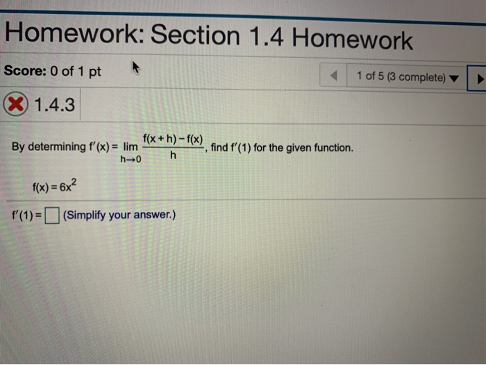 Solved Homework: Section 1.4 Homework Score: 0 of 1 pt 1 of | Chegg.com Solved Homework: Section 1.4 Homework Score: 0 of 1 pt 1 of | Chegg.com