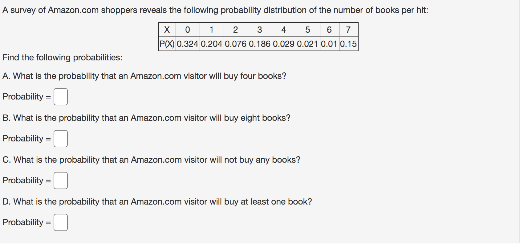 Solved A survey of Amazon.com shoppers reveals the following | Chegg.com