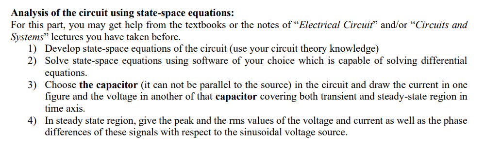 Solved Analysis of the circuit using state-space | Chegg.com