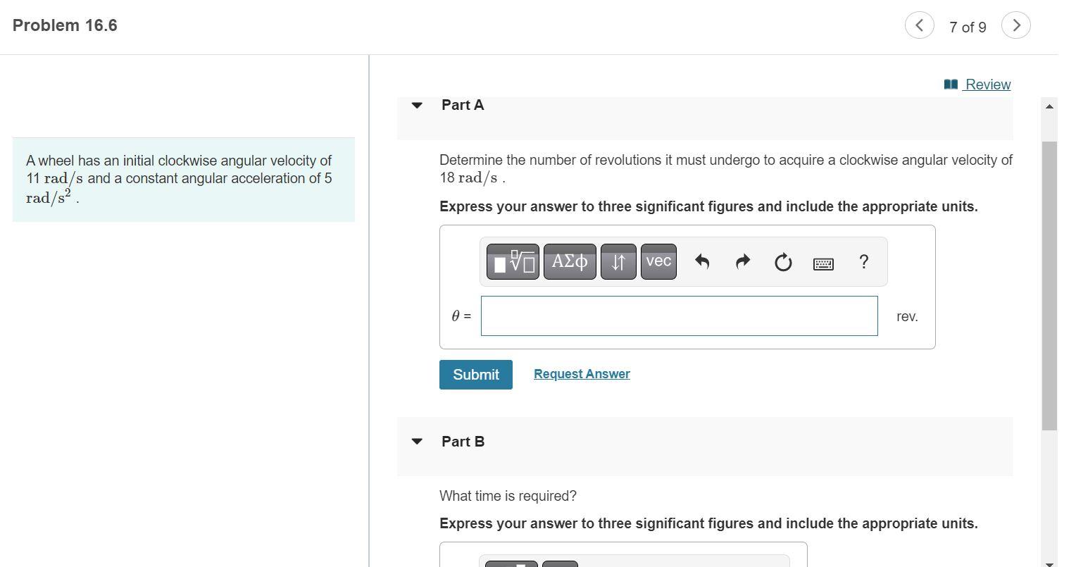 Solved A wheel has an initial clockwise angular velocity of | Chegg.com