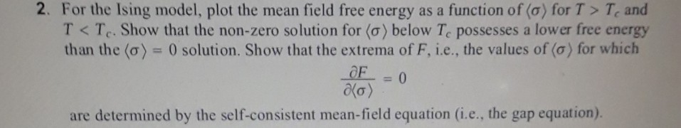 Solved 2. For the Ising model, plot the mean field free | Chegg.com