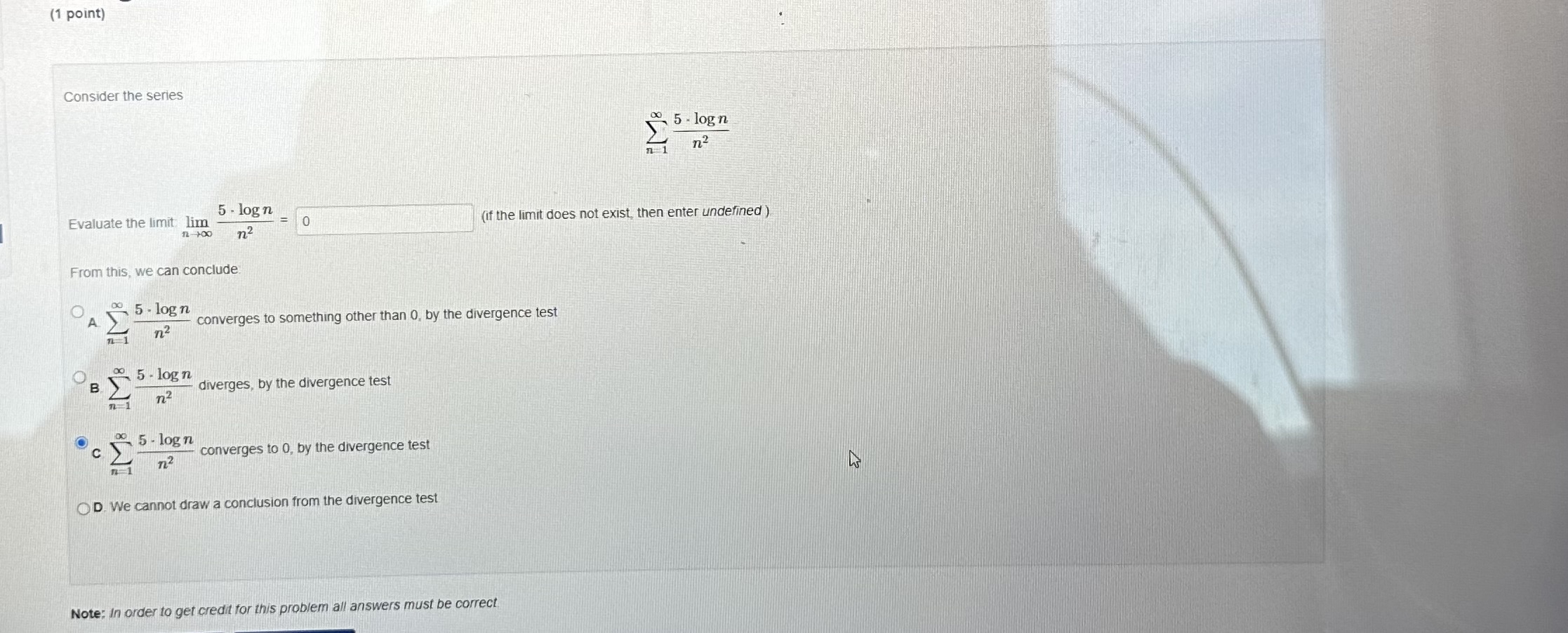 Solved Consider the series \\[ \\sum_{n=1}^{\\infty} | Chegg.com