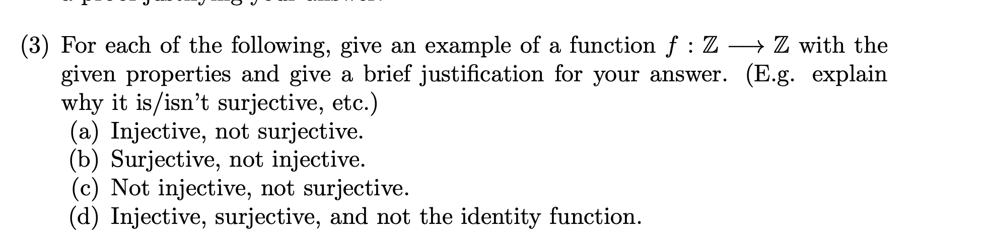 Solved (3) For each of the following, give an example of a | Chegg.com