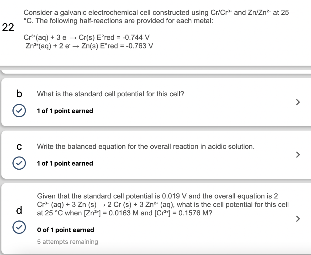 Solved Consider a galvanic electrochemical cell constructed | Chegg.com
