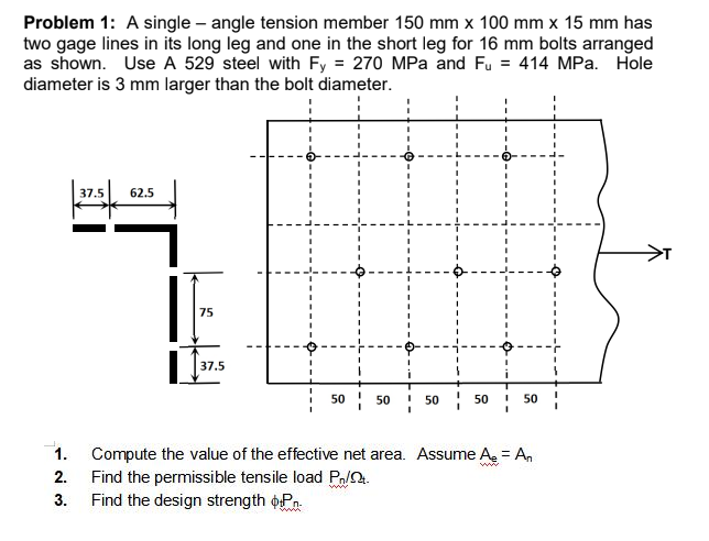 Solved Problem 1: A single - angle tension member 150 mm x | Chegg.com