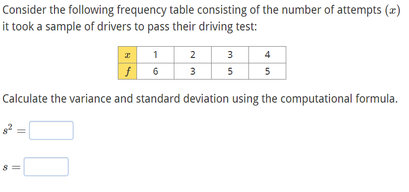 Solved Consider the following frequency table consisting of | Chegg.com