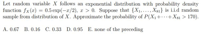 Solved Let random variable X follows an exponential | Chegg.com