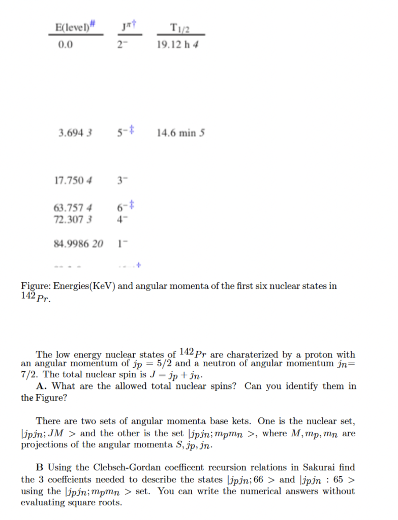 Solved E(level) T1/2 0.0 2- 19.12 h 4 3.694 3 5-* 14.6 min 5 | Chegg.com