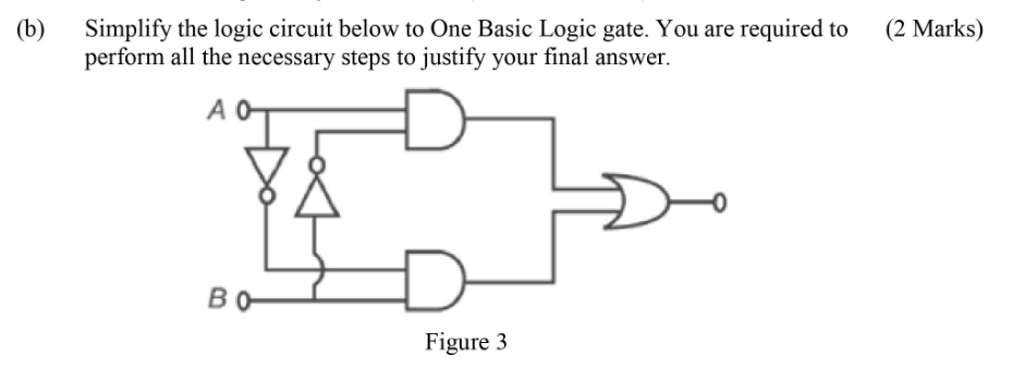 Solved (b) (2 Marks) Simplify the logic circuit below to One | Chegg.com