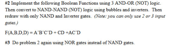 Solved #2 ﻿Implement the following Boolean Functions using 3 | Chegg.com