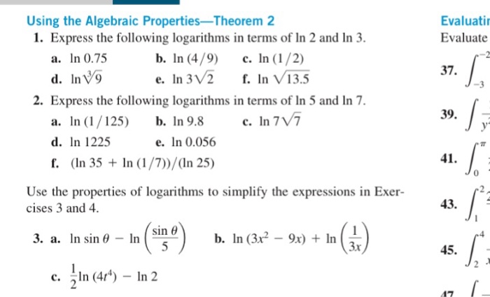 Solved Express the following logarithms in terms of In 2 and | Chegg.com