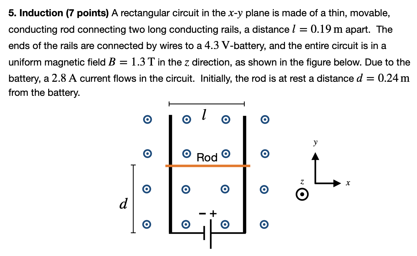 Solved 5. Induction (7 points) A rectangular circuit in the | Chegg.com