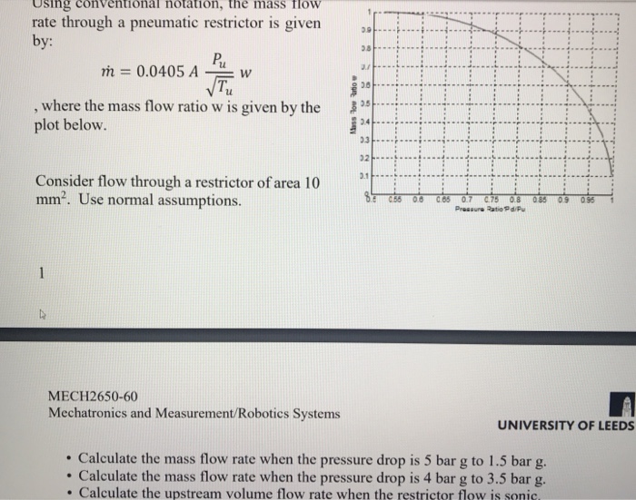 Solved Using conventional notation, the mass flow rate | Chegg.com