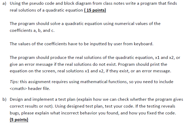 Solved a) Using the pseudo code and block diagram from class | Chegg.com