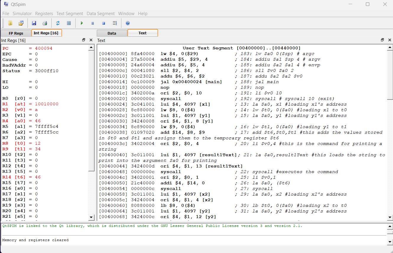 Go to “Data” Tab in QtSpim. Where exactly (memory | Chegg.com