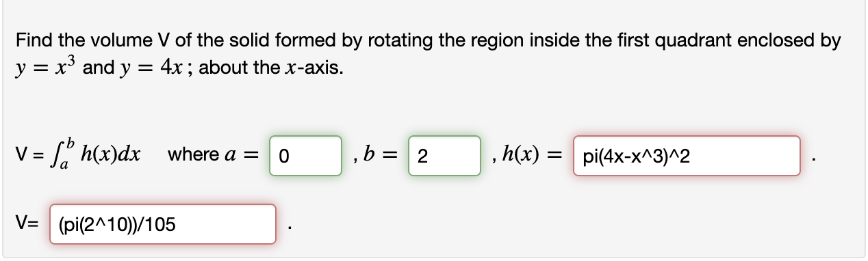 Solved Find the volume V of the solid formed by rotating the | Chegg.com
