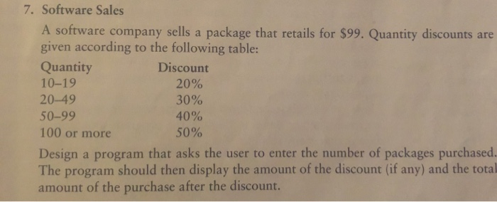 Solved 7. Software Sales A software company sells a package | Chegg.com