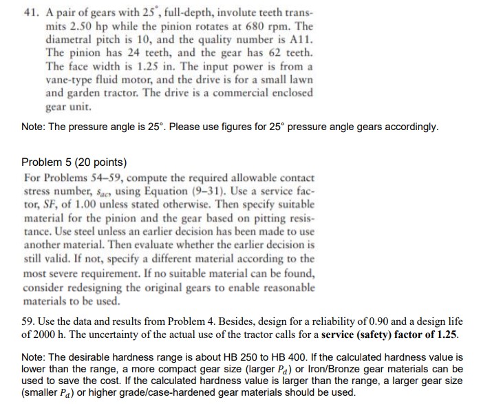 Solved 41. A pair of gears with 25∘, full-depth, involute | Chegg.com